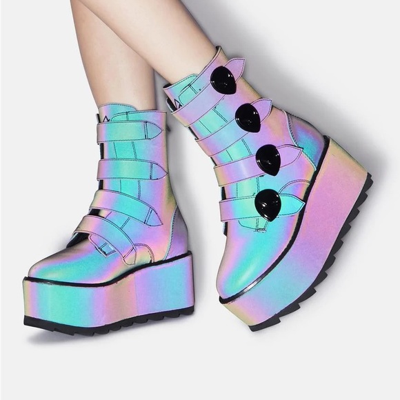 Shoes | Karma Alien Reflective Platform Rave Boots | Poshmark
